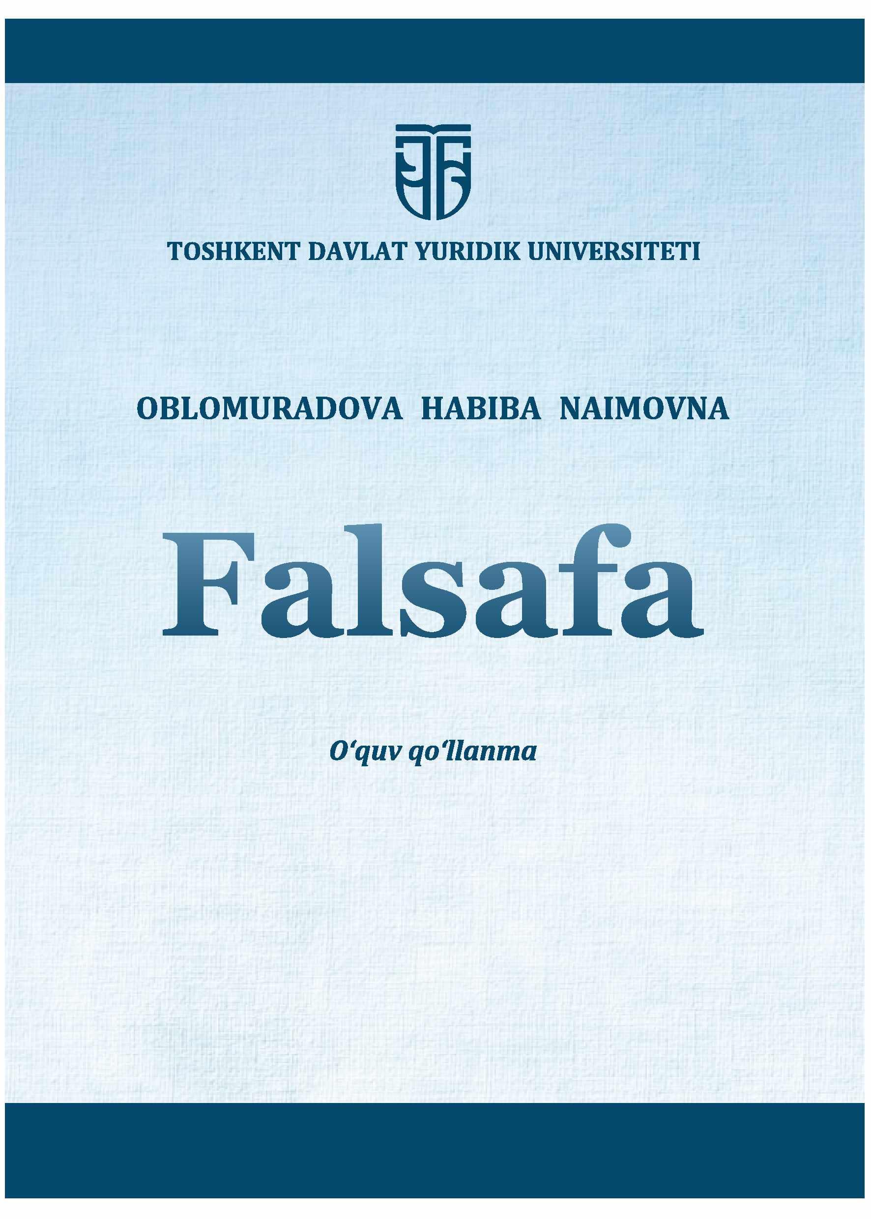 Falsafa.Oblomuradova H. 2023 - TSUL - Library